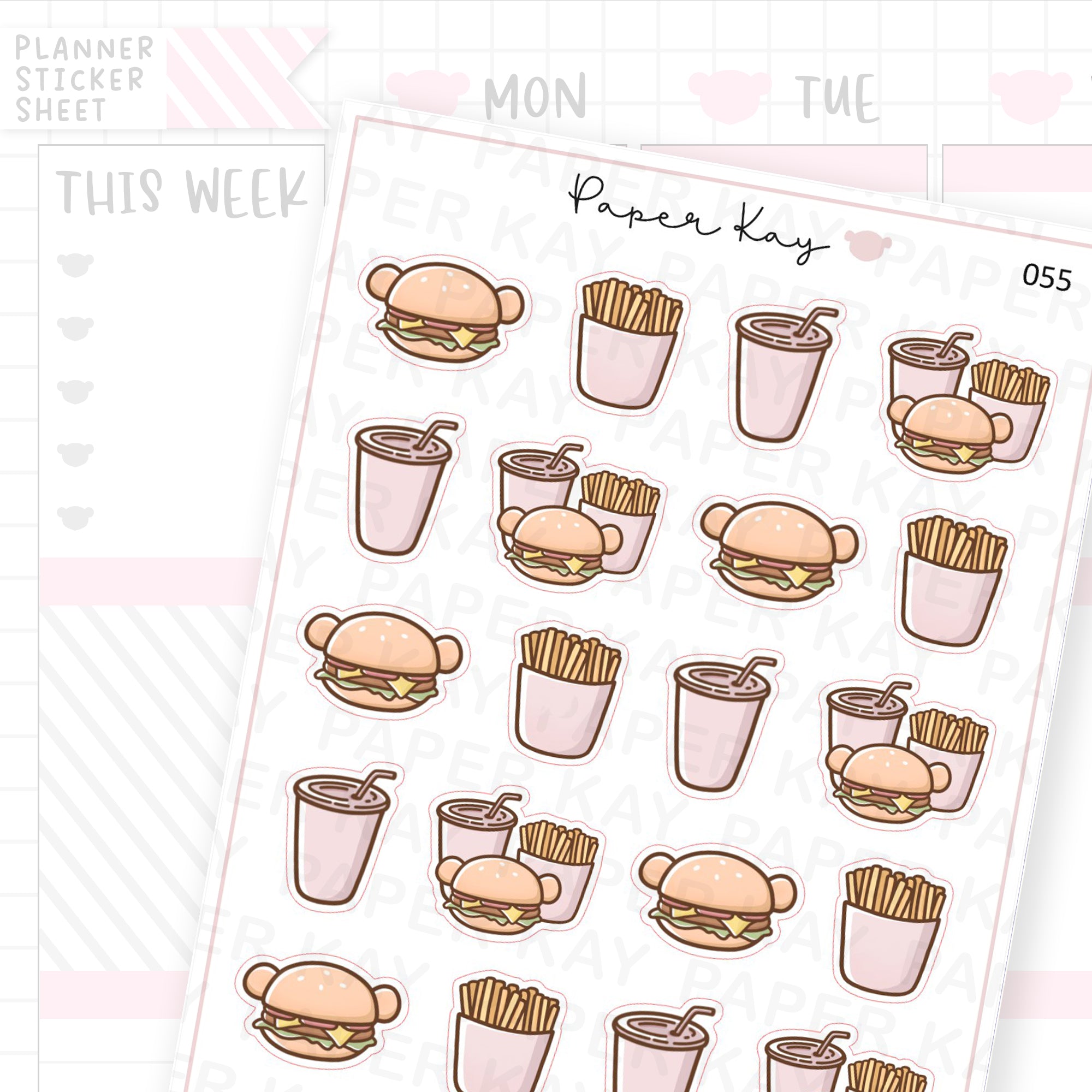 Fast Food / Burger / Fries Sticker Sheet – Paper Kay