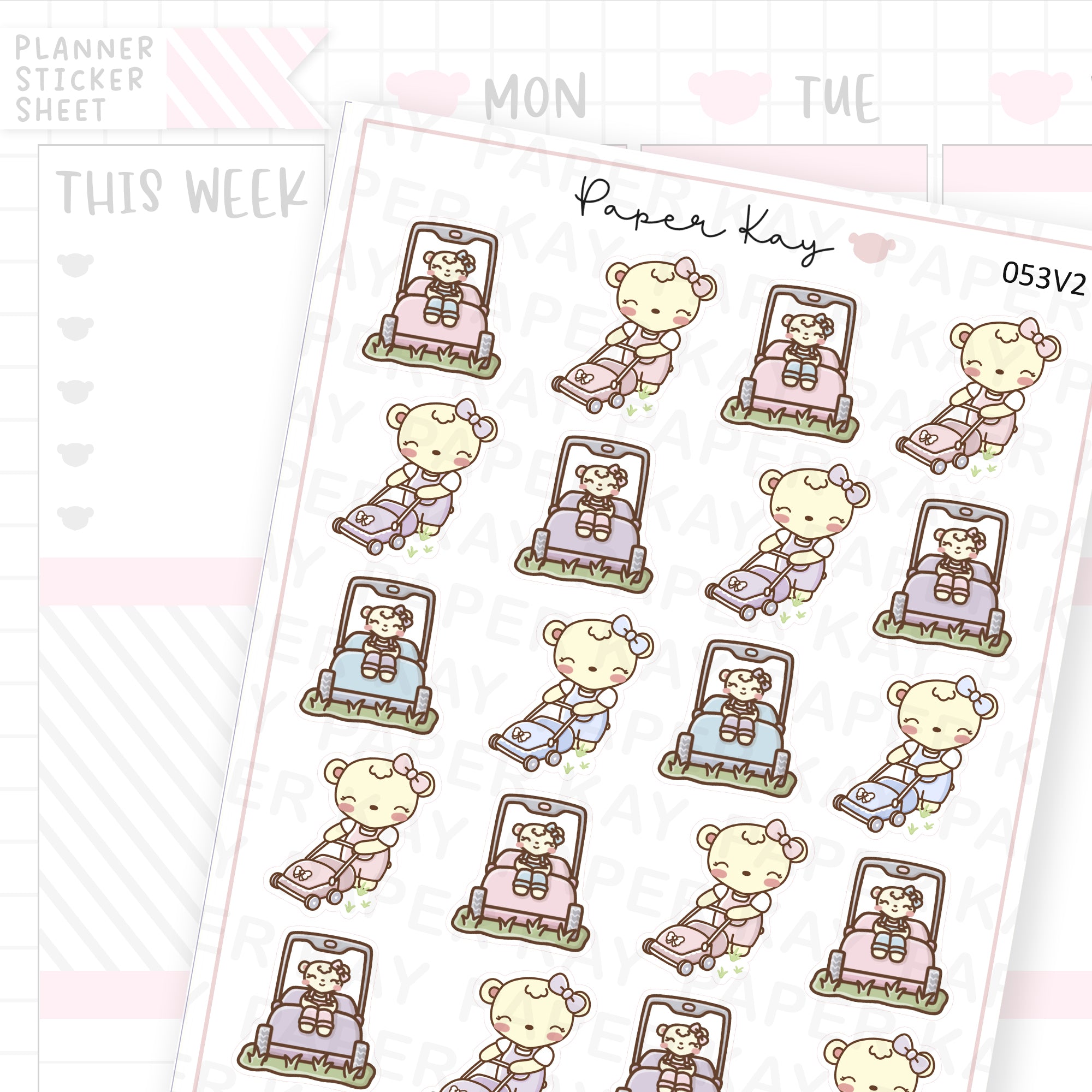 Mow Lawn V2 Sticker Sheet – Paper Kay