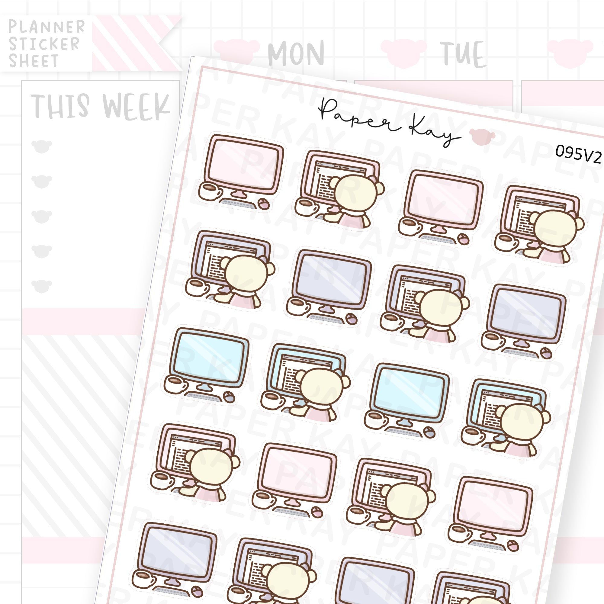 Computer / Work V2 Sticker Sheet – Paper Kay