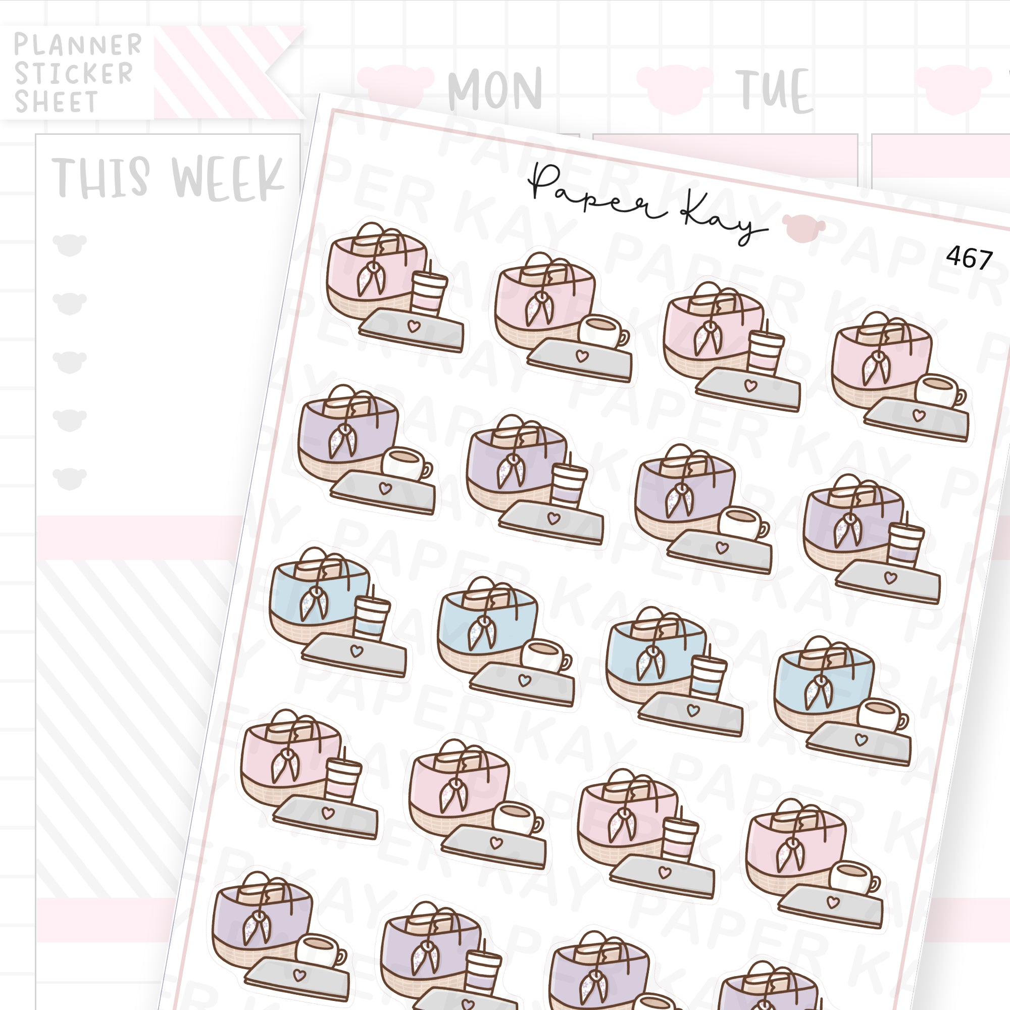 Handbag and Laptop Sticker Sheet – Paper Kay