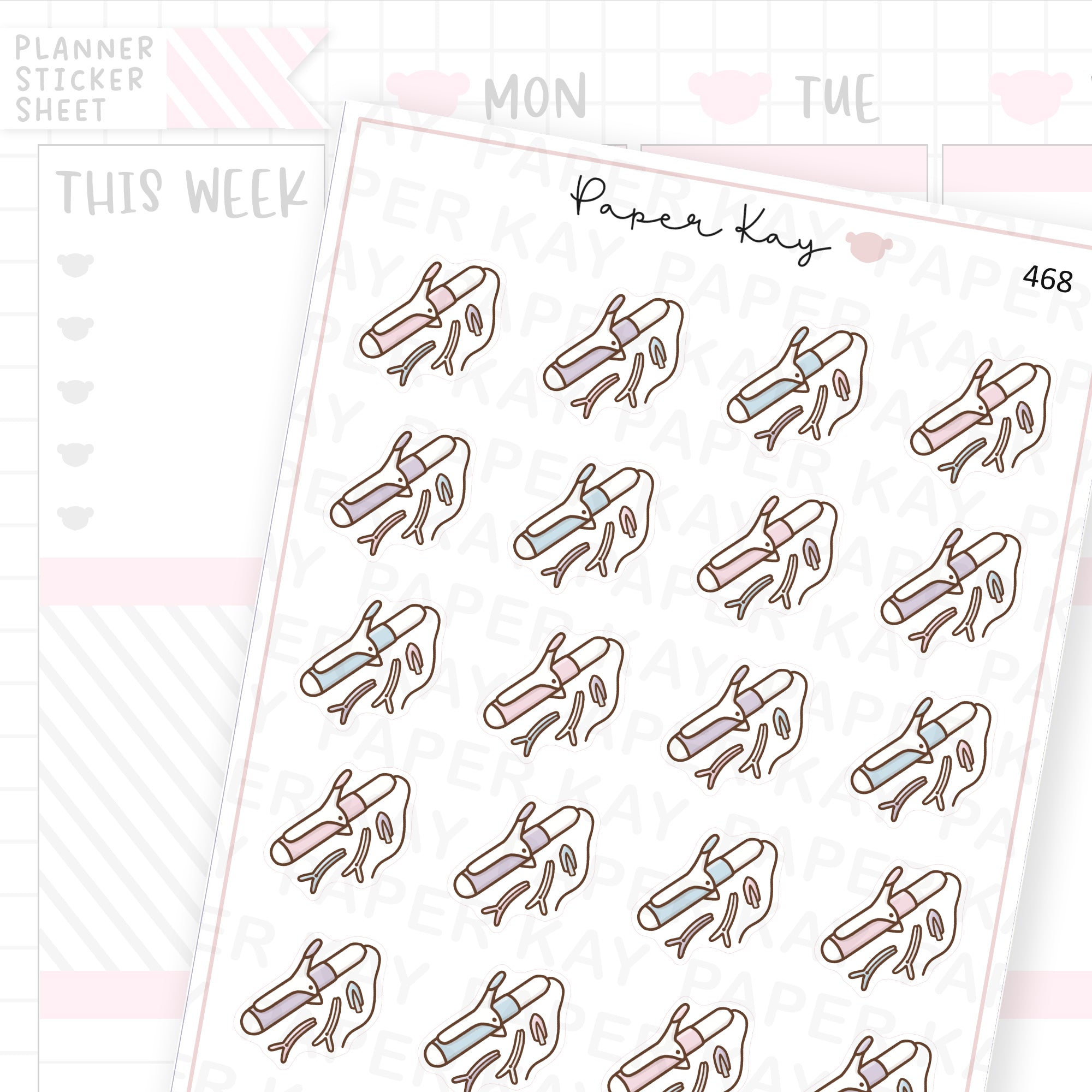 Curling Iron Sticker Sheet – Paper Kay