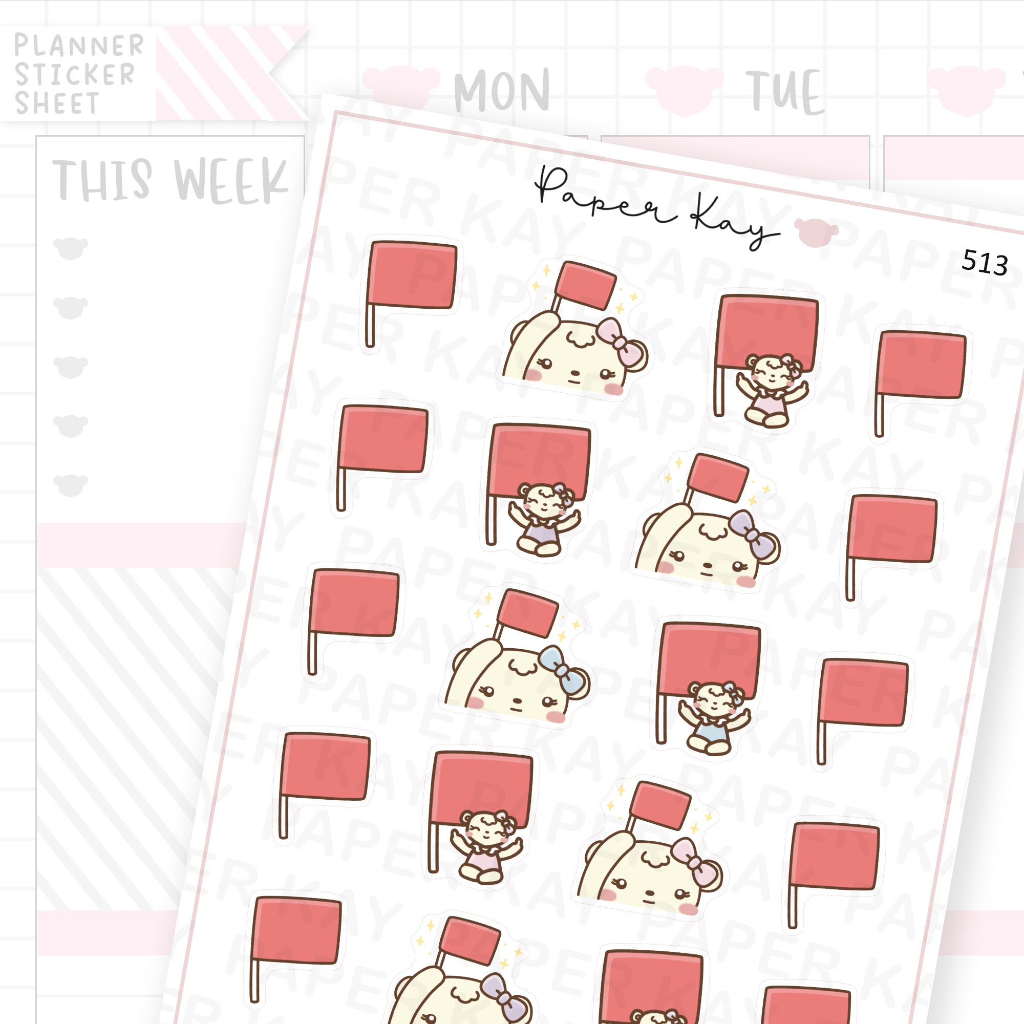 Red Flag Sticker Sheet – Paper Kay