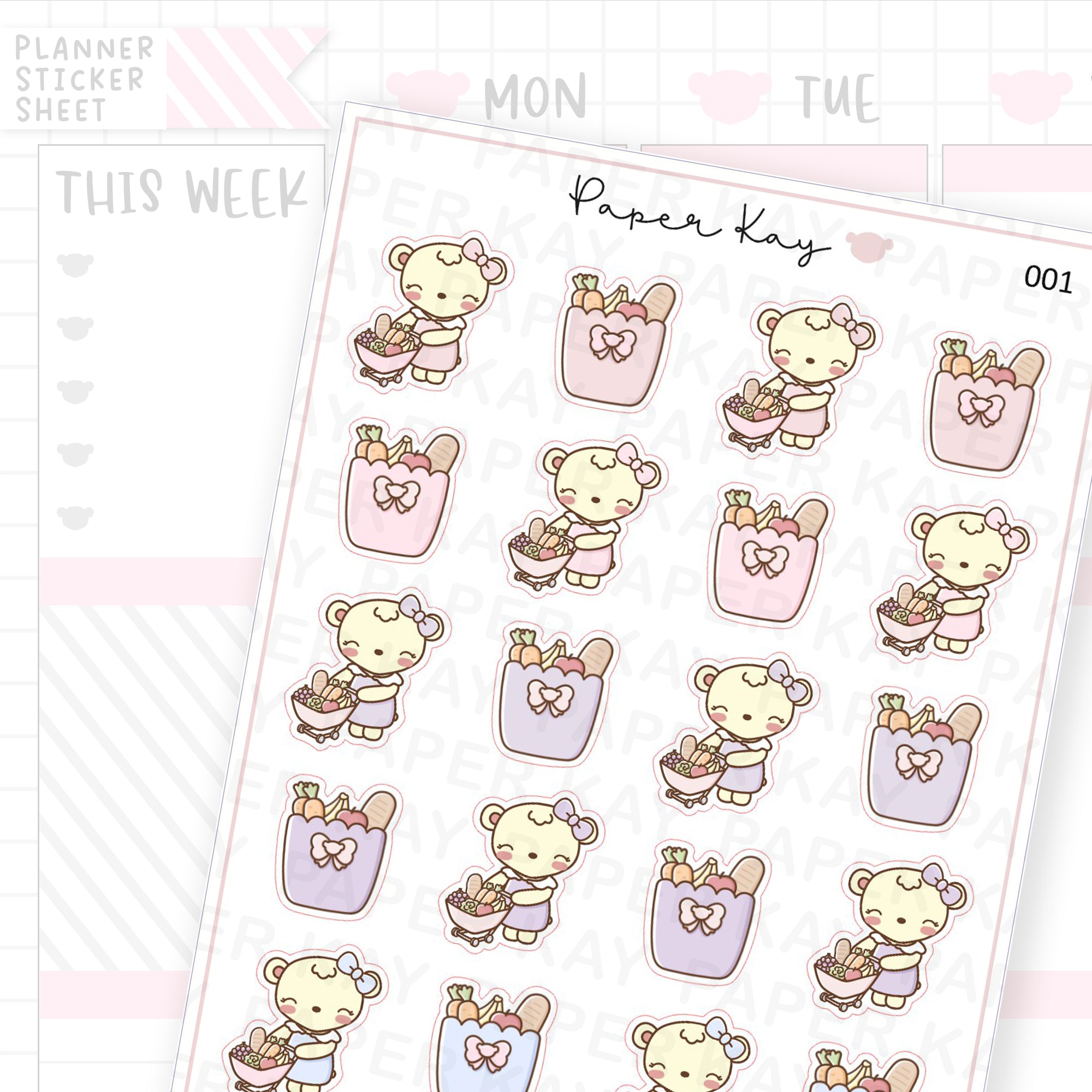 Grocery Bag / Food Shopping Sticker Sheet – Paper Kay