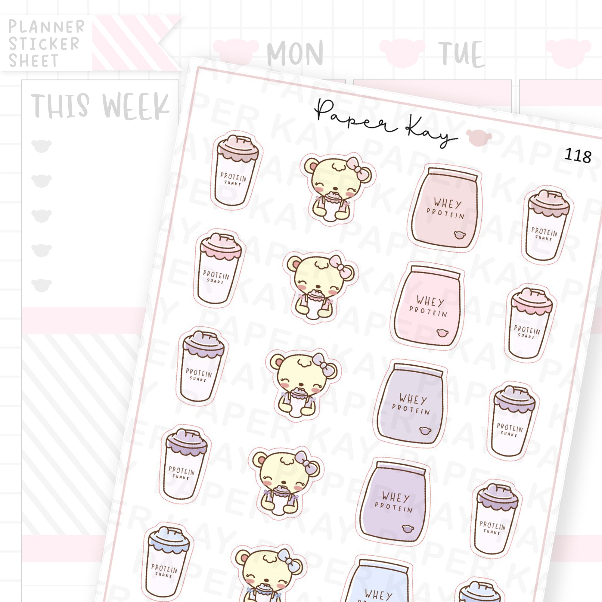 Protein Shake Sticker Sheet – Paper Kay