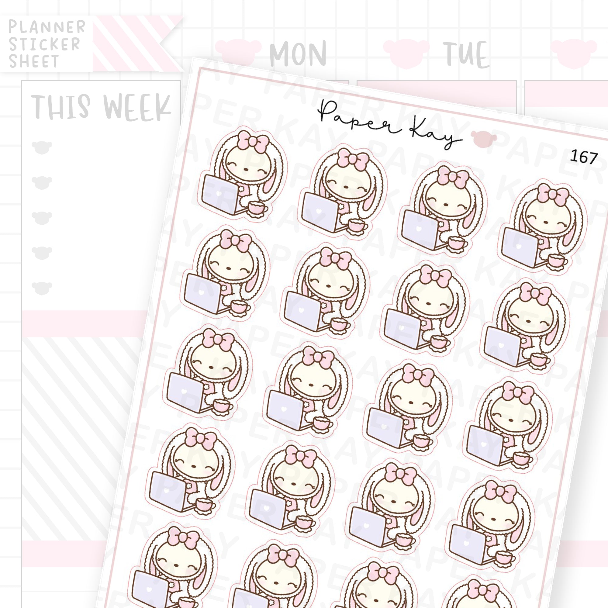 Planner Bunny - Laptop/Work Sticker Sheet – Paper Kay