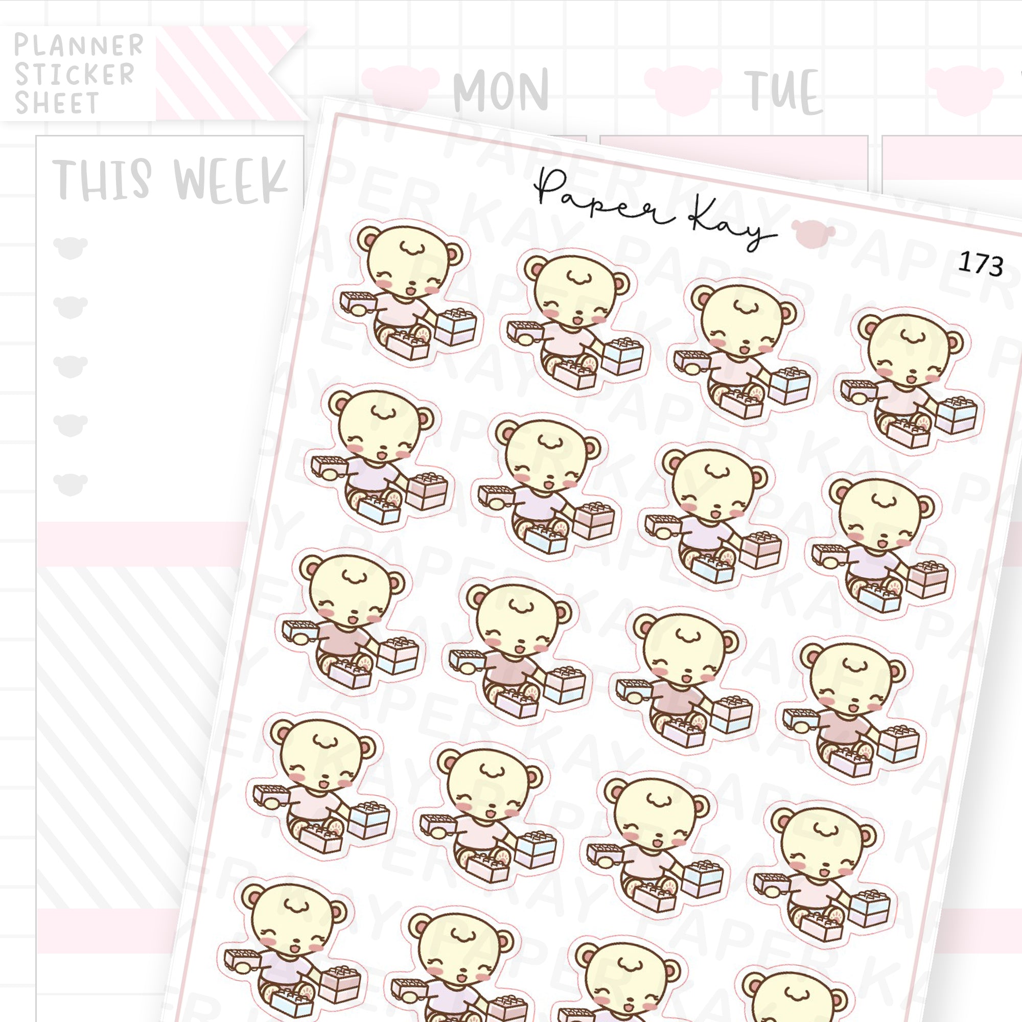 Playing with Building Blocks Sticker Sheet – Paper Kay