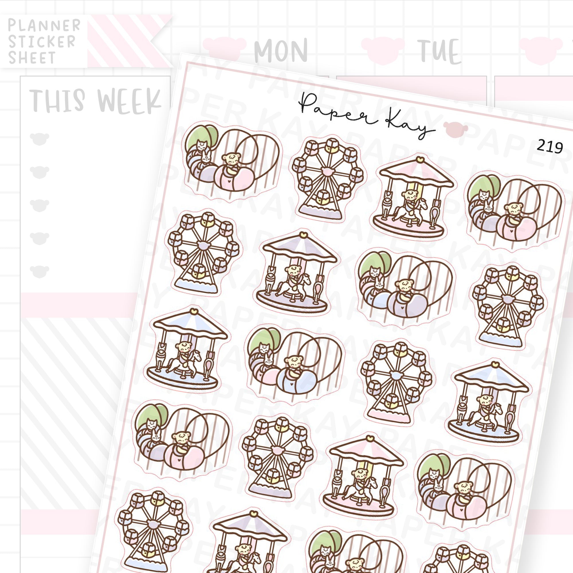 Theme Park Sticker Sheet – Paper Kay