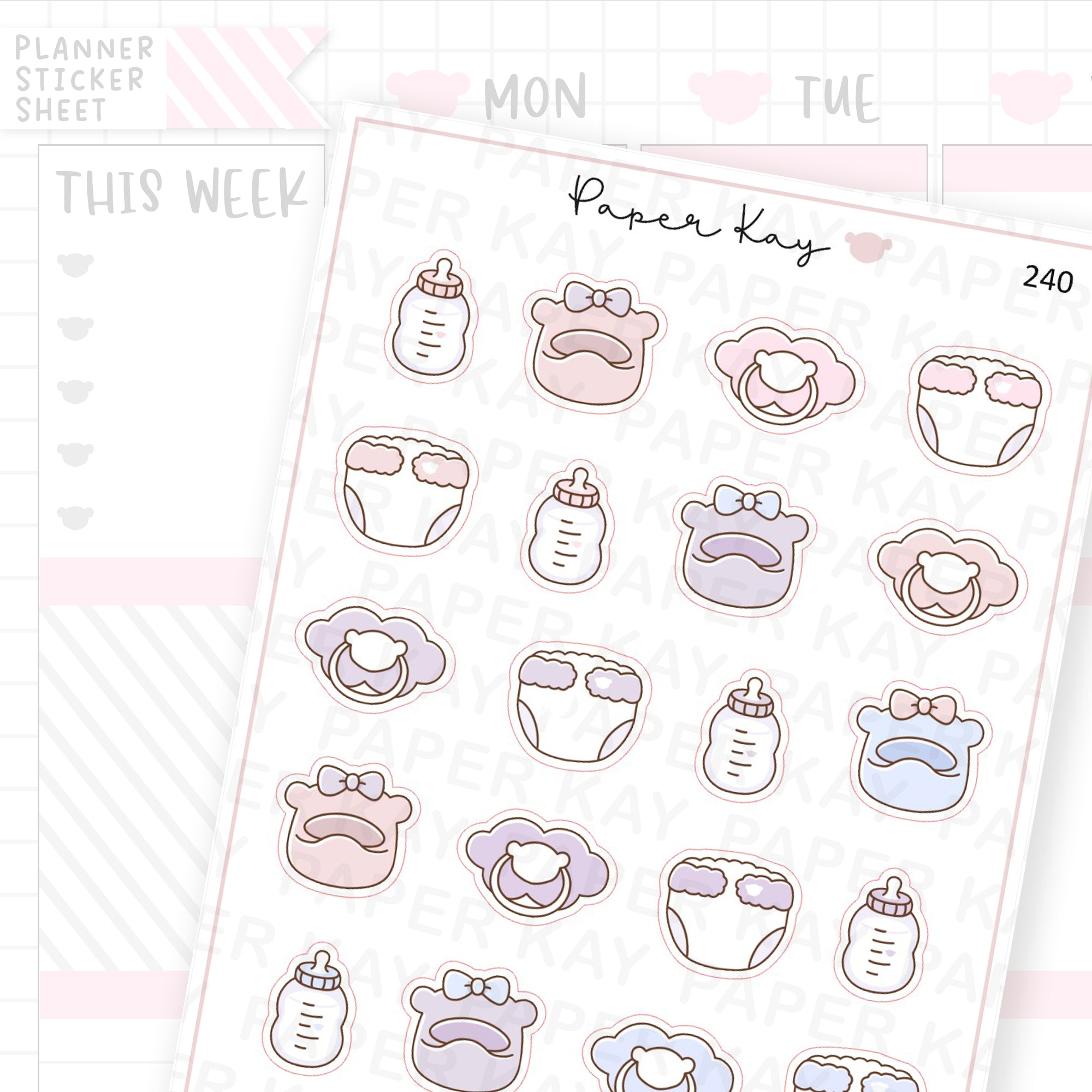 Baby Accessories Sticker Sheet – Paper Kay