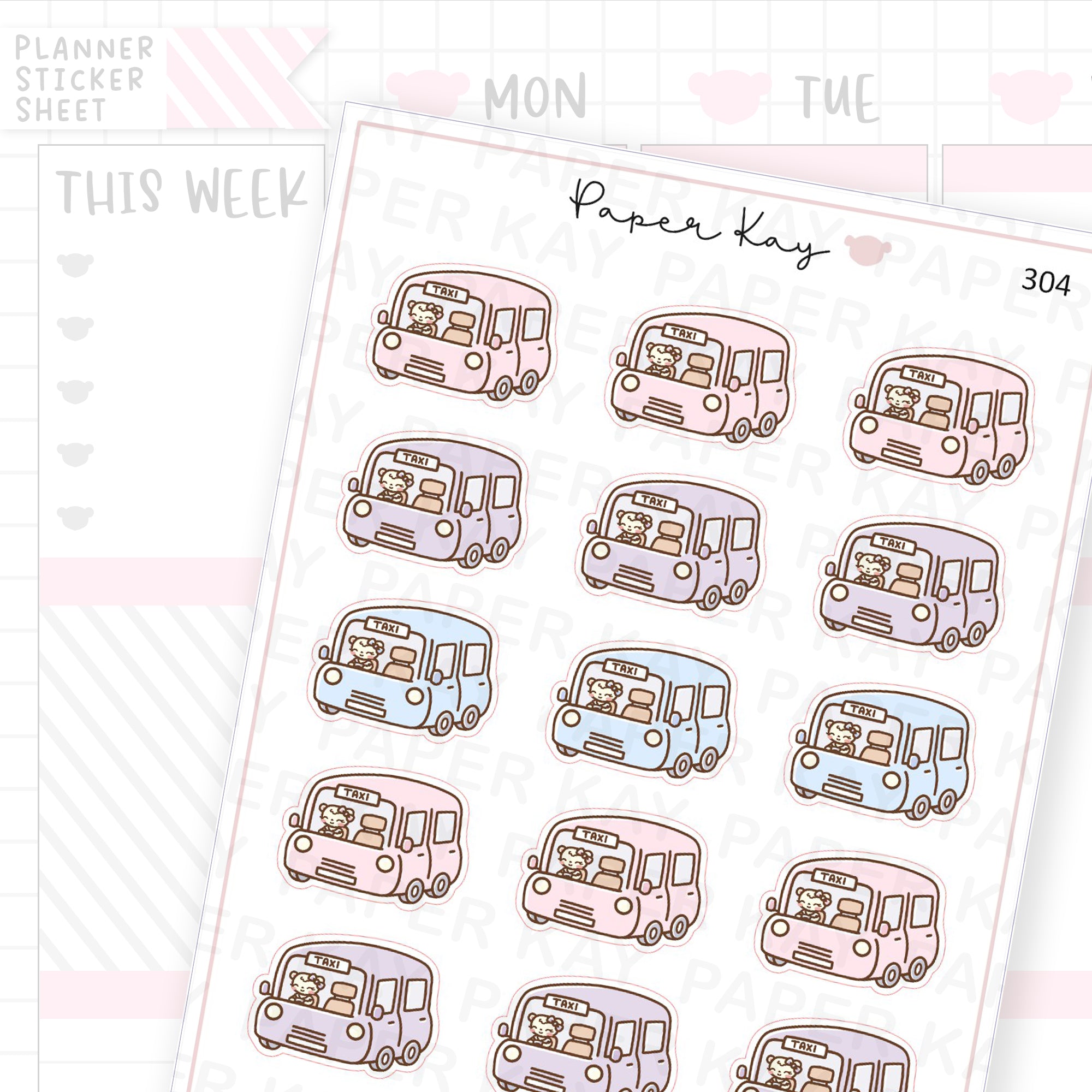 Taxi Sticker Sheet – Paper Kay