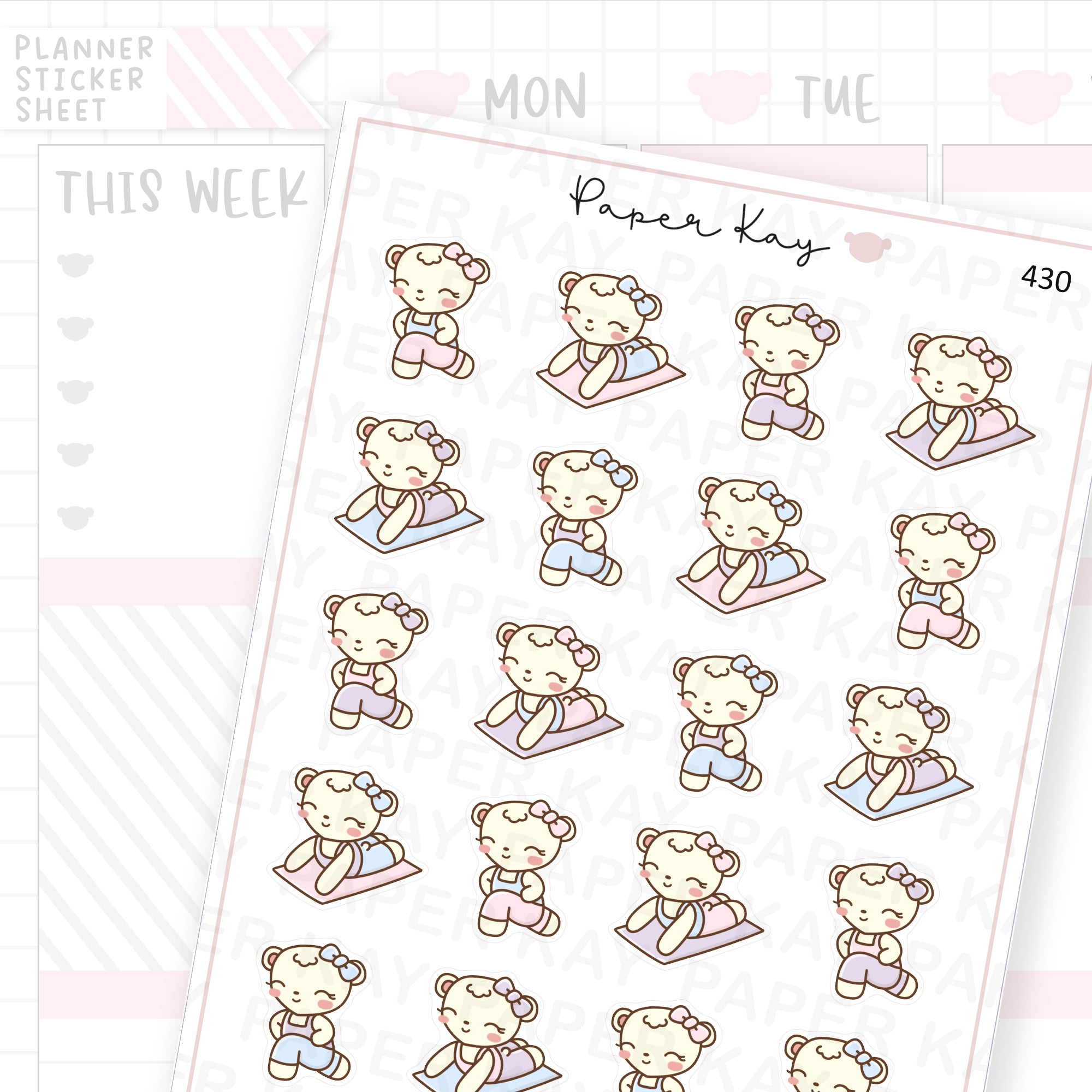 Dot the Bear Stretching Sticker Sheet – Paper Kay