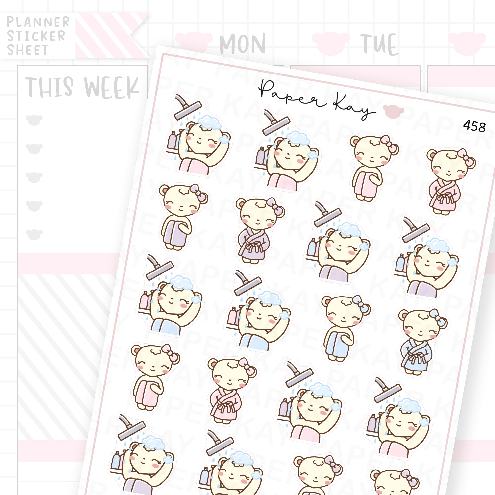 Showering/Washing Hair Sticker Sheet – Paper Kay