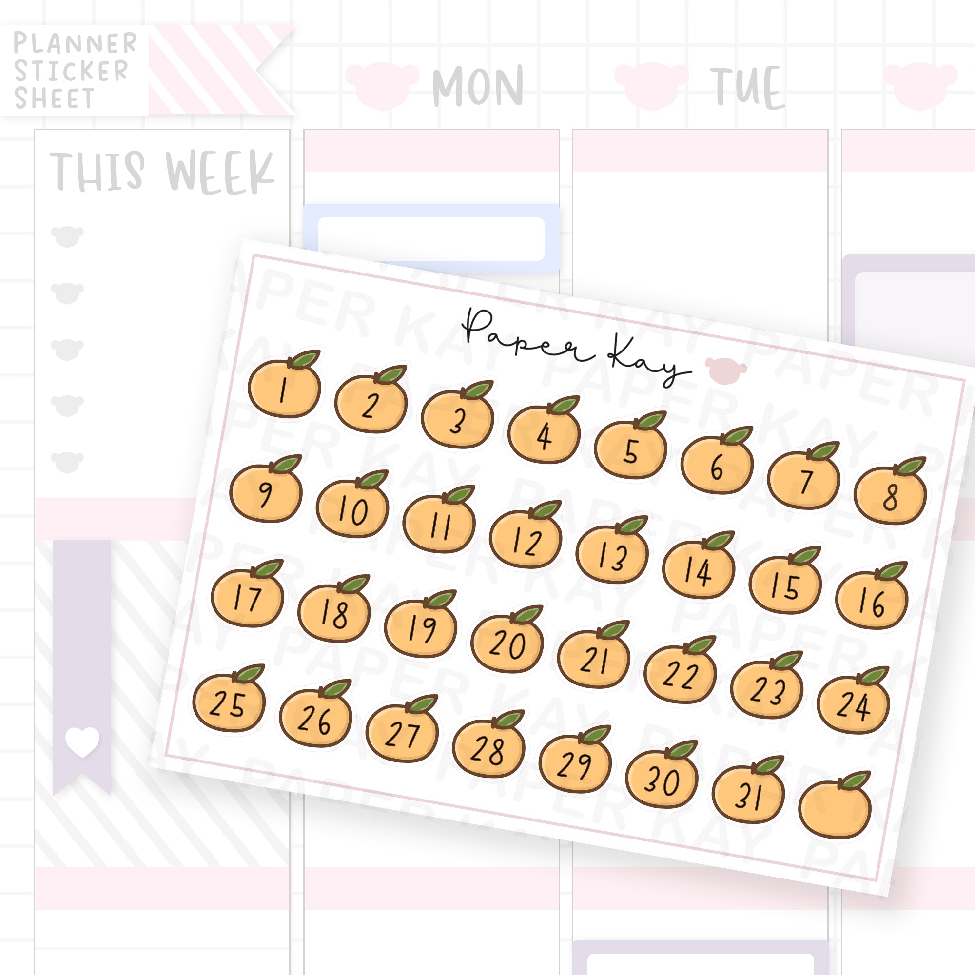 Lunar New Year Mandarin Orange Date Dot Stickers – Paper Kay