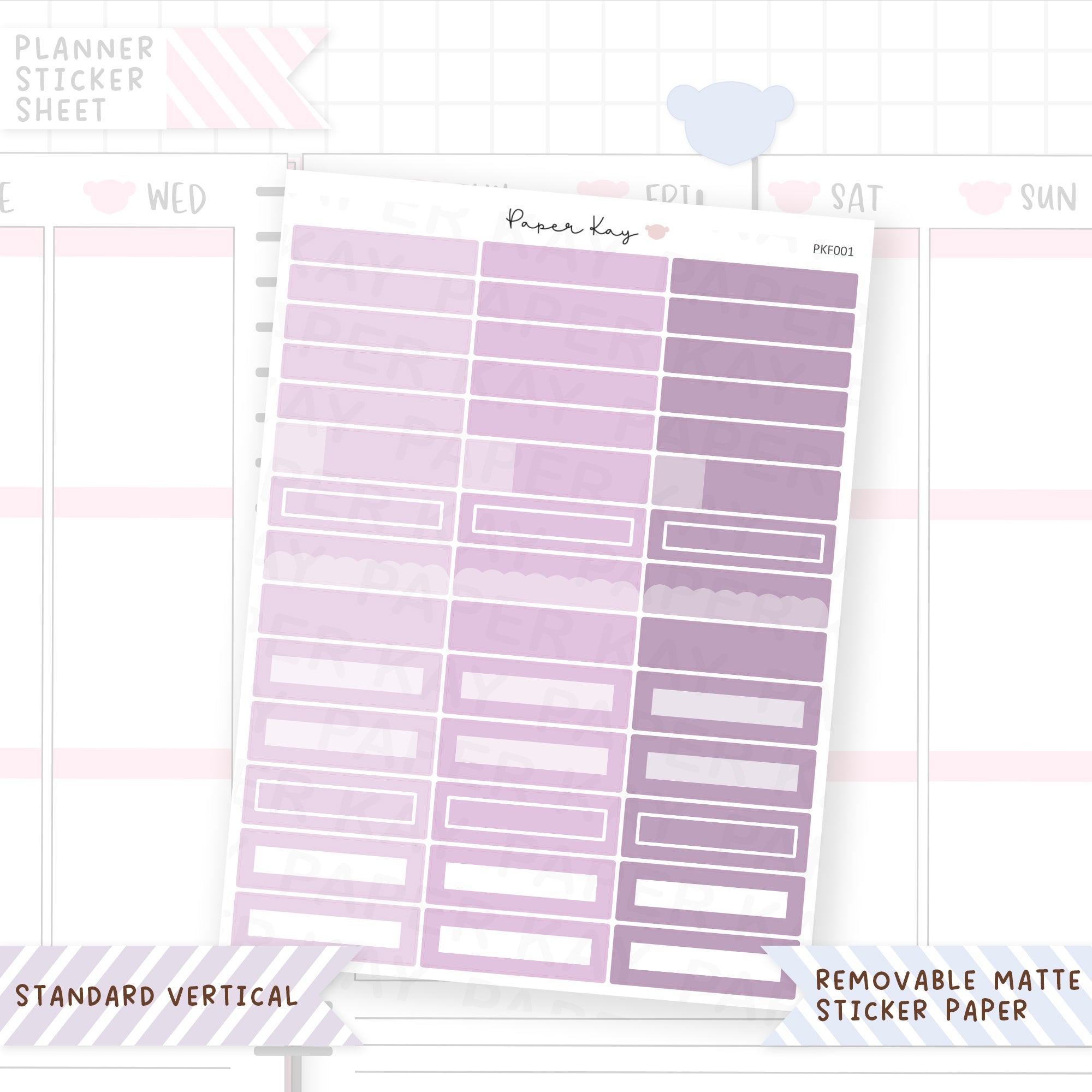 1.5" Wide Headers - Square Cornered Functional Stickers – Paper Kay