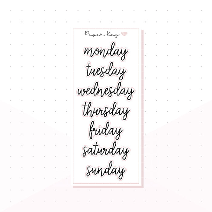 Weekday Script 1 - Bujo Planner Stickers – Paper Kay