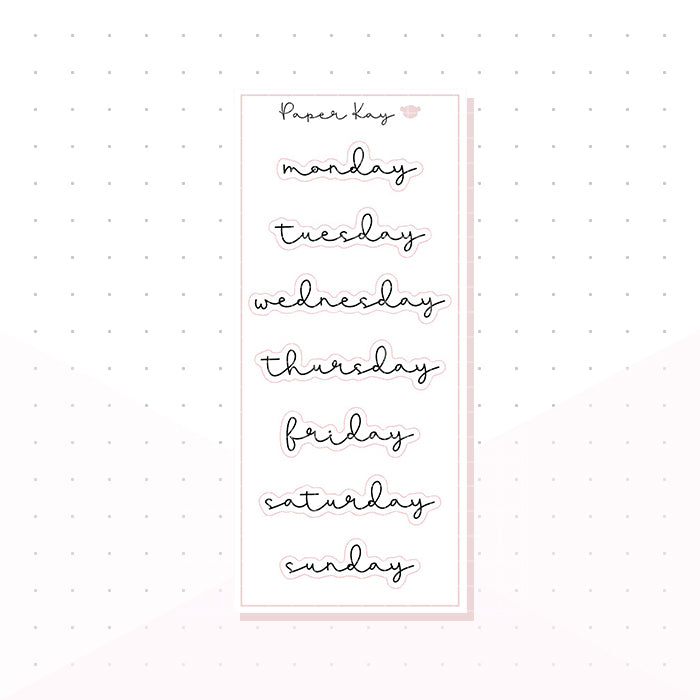 Weekday Script 3 - Bujo Planner Stickers – Paper Kay
